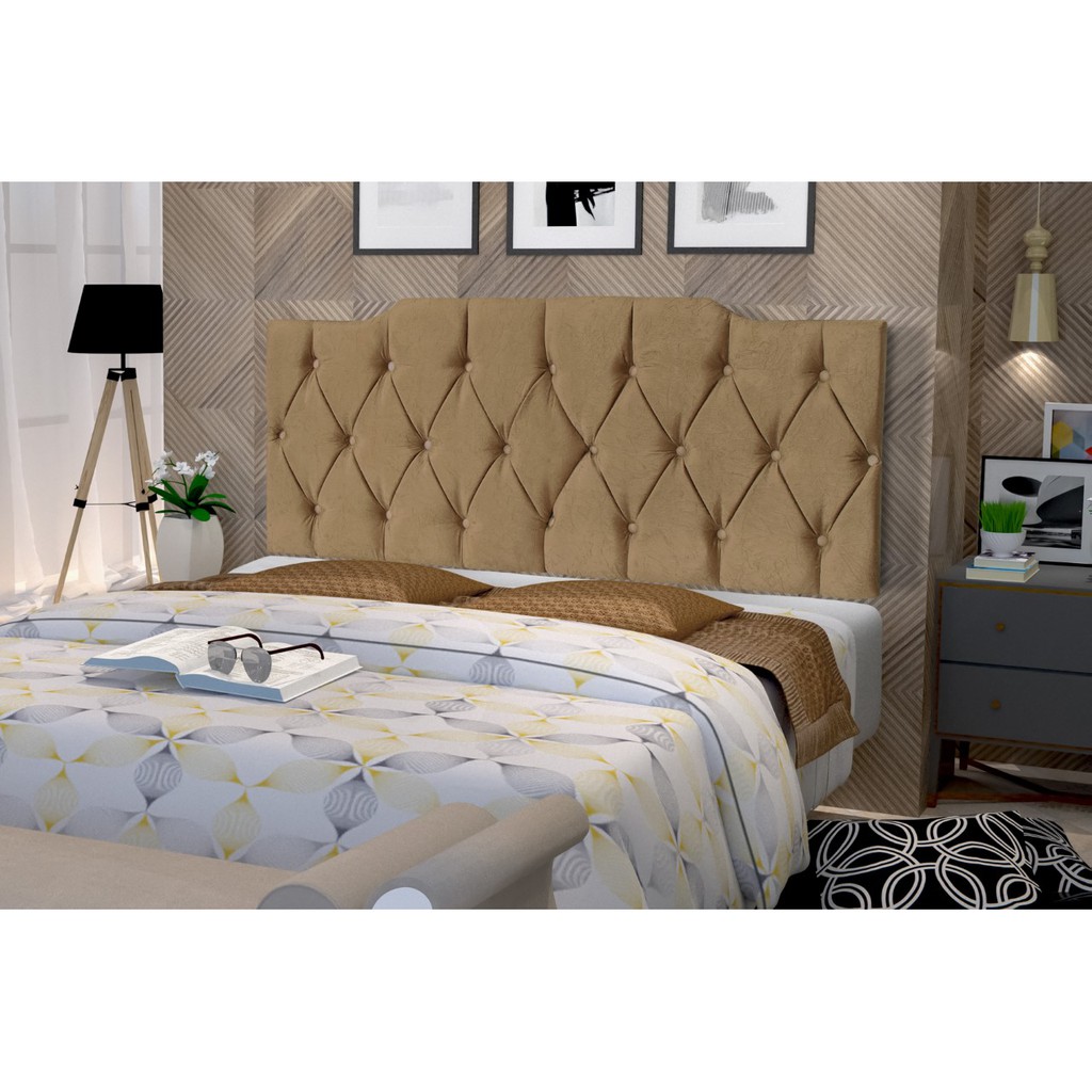 Cabeceira Cama Box Suspense Queen Nicole 1.60x0,55 Caramelo | Shopee Brasil
