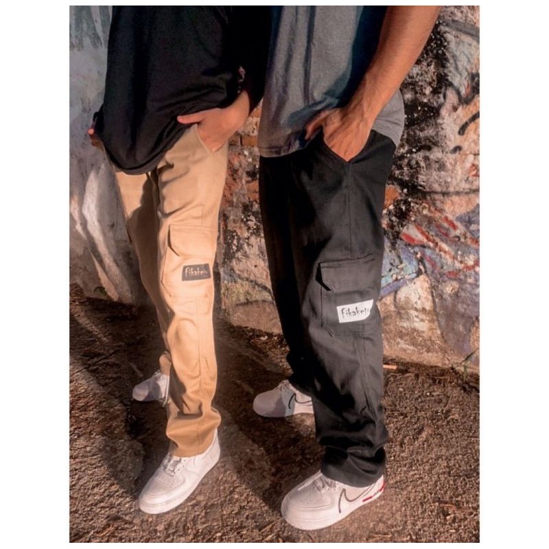 Calça Cargo Preta Bege Verde Vermelha Branca Sarja Streetwear