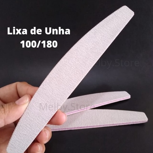 Lixa 100/180 para unhas de Gel Postiças Acrílicas ou de Fibra de Vidro ...