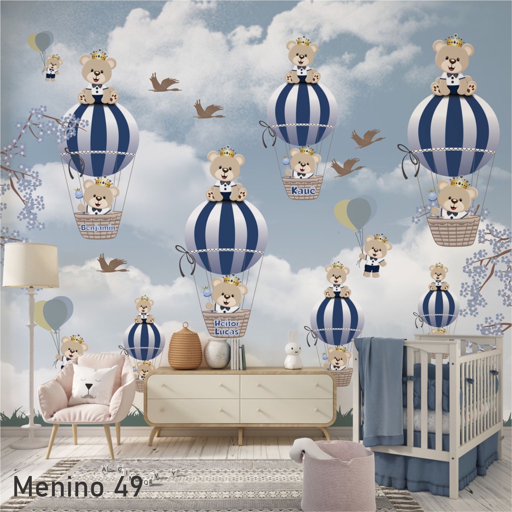 Papel De Parede Infantil Príncipe Urso Voando | Shopee Brasil