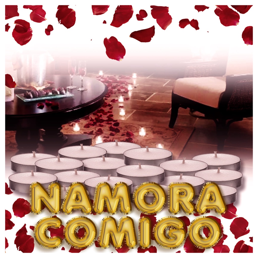 KAUFF Kit Surpresa Romântica 200 Pétalas + 10 Velas + Frase NAMORA COMIGO Presente Dia dos ...