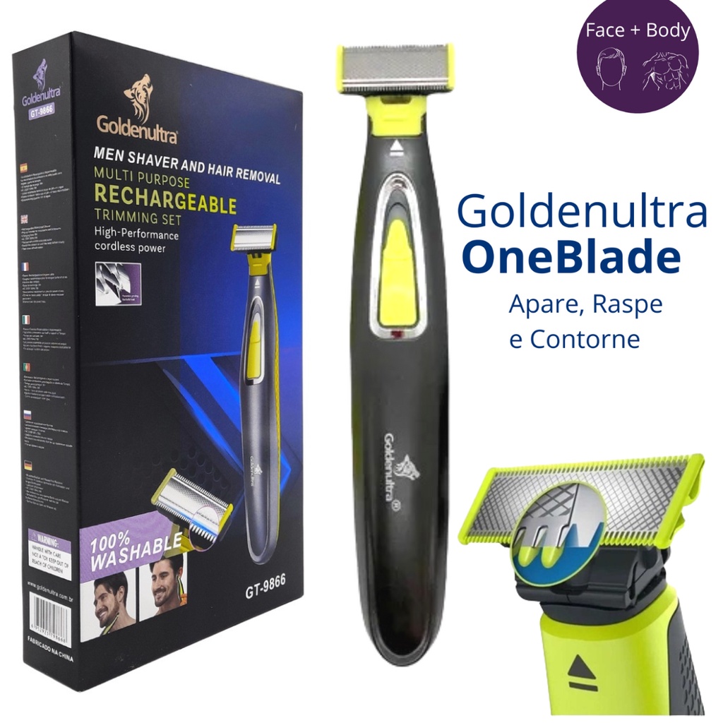 Barbeador Elétrico One Blade 100% A prova D'agua Goldenultra Gt 9866 ...