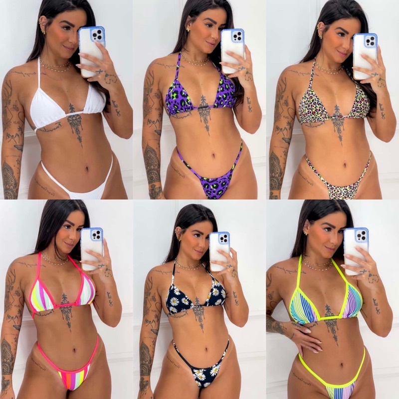 Biquini Fita Marquinha Sem Bojo Em Suplex Feminino Conjunto Fio Dental