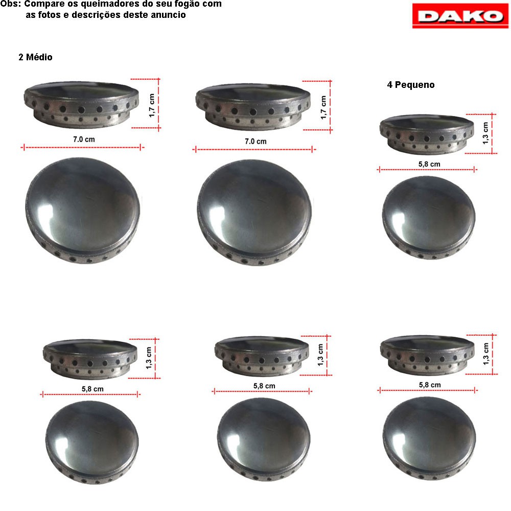 Kit Espalhadores Em Alumìnio Para Fogões Dako Energia Automatico 6 ...