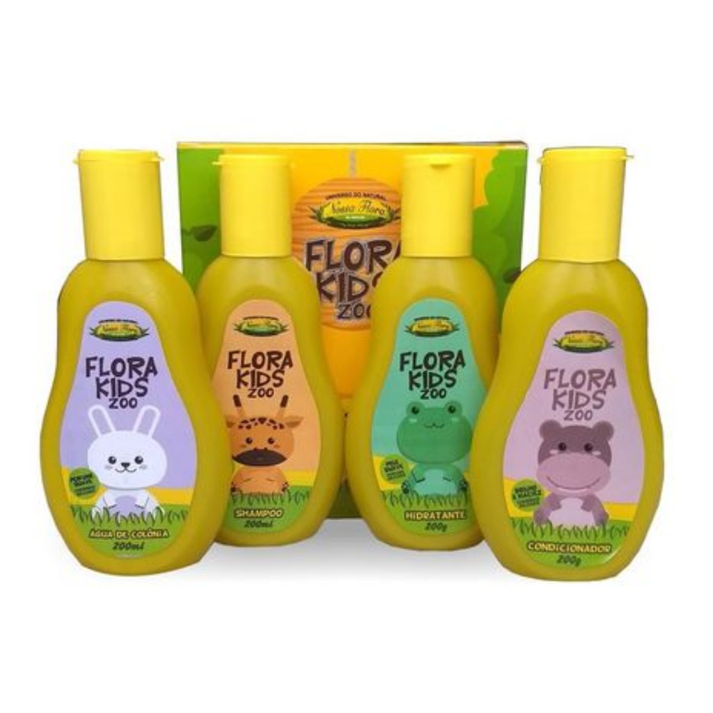 Flora Kids Zoo - Kit Infantil Com Shampoo, Condicionador, Hidratante e ...