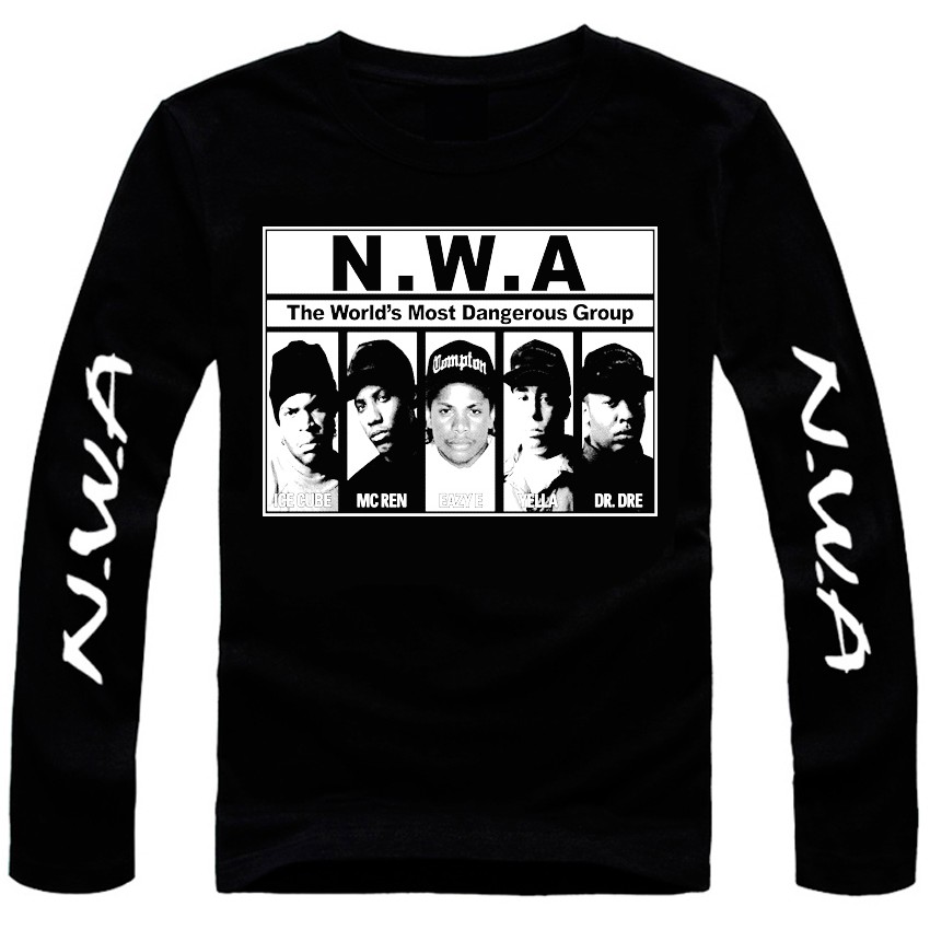 Camiseta Nwa 001 Manga Longa. Camiseta Grupo Nwa Rap Hiphop | Shopee Brasil