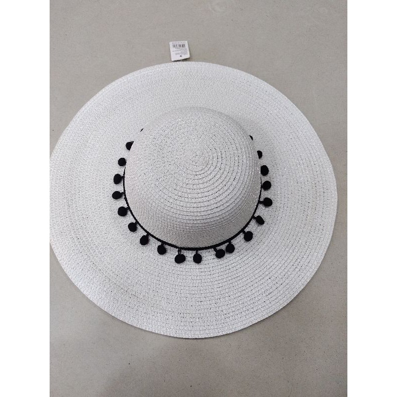 Chapéu Praia Fibra com fita em pompom aba 11 cm | Shopee Brasil
