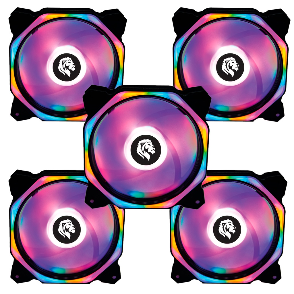 Kit 5 Cooler Gamer Fan Master Led RGB Hayom Molex 12X12CM - Setup Gamer ...