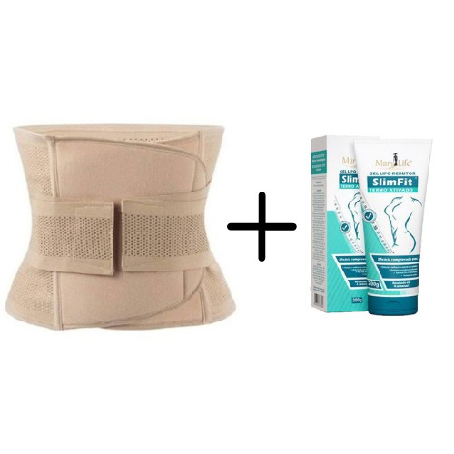 Kit Cinta Modeladora Pós Parto e Pós Cirúrgica Plus Size + Gel Redutor ...
