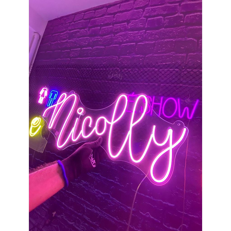 Placa luminosa de NEON de led - NOME - 60cm x 30cm | Shopee Brasil