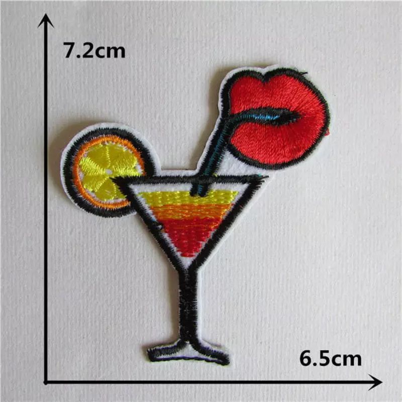 Adesivo de Roupa Aplique Patch Bordado Termocolante Remendo Copo Drink ...