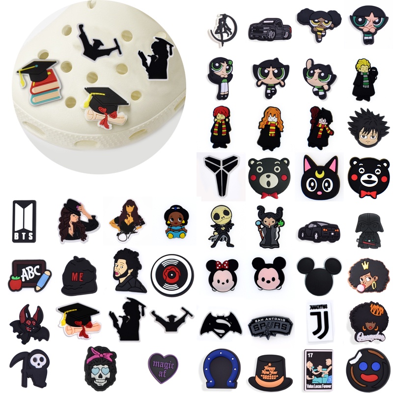 Croc Jibbit Cartoon Padrão De Elemento Preto Ornamento De Fivela De ...