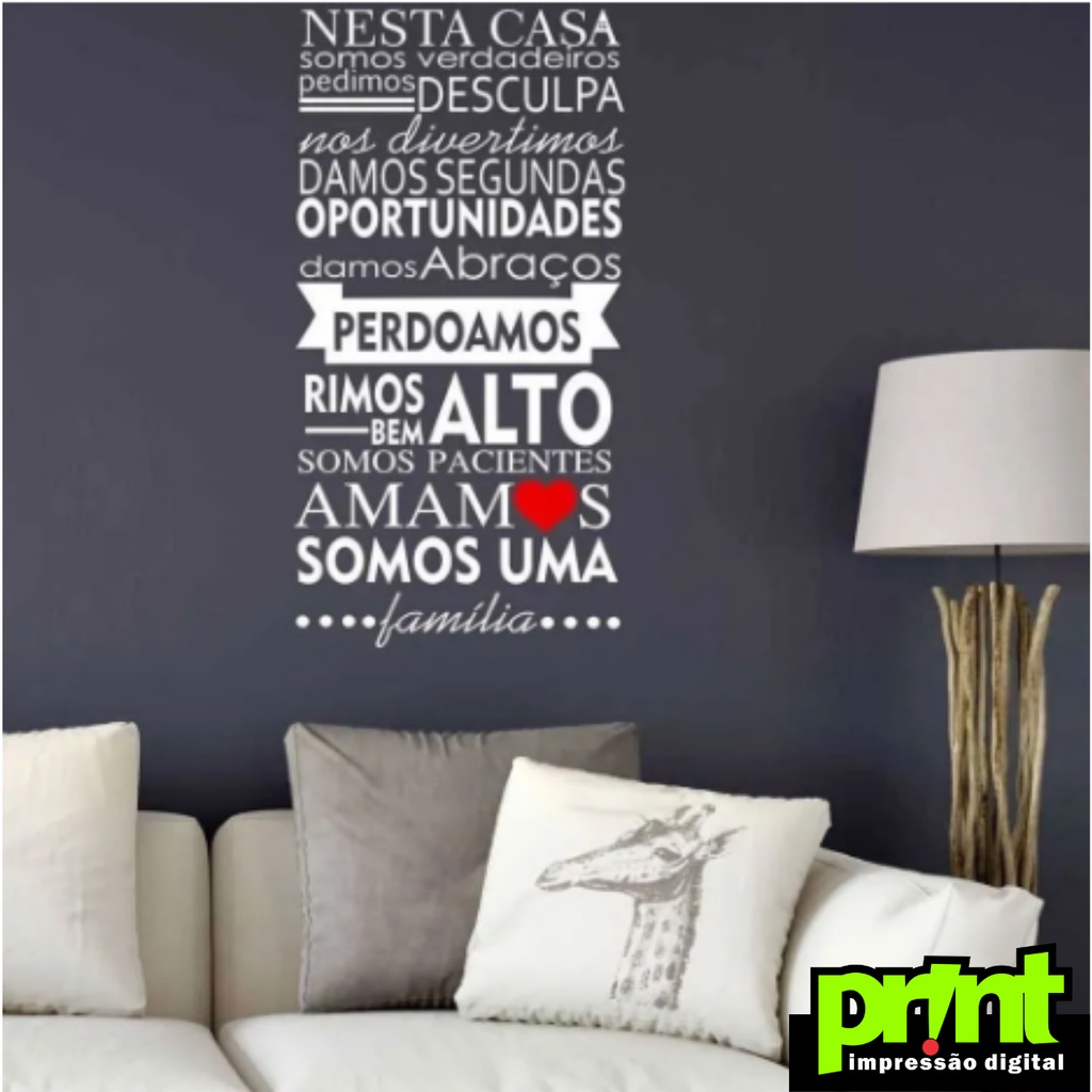 Adesivo Decorativo De Parede Frase Casa Coração Familia | Shopee Brasil