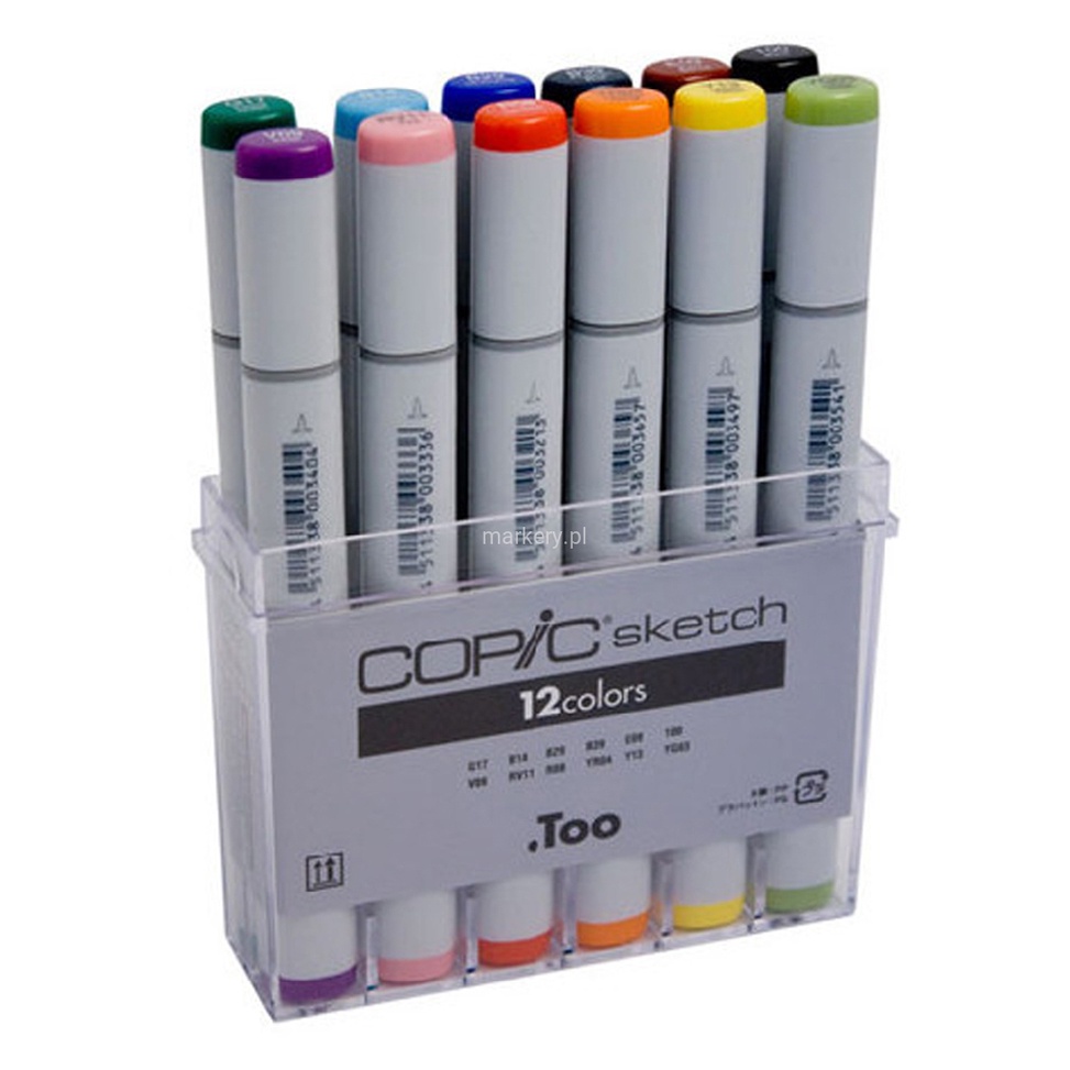 Kit Caneta Marcador Copic Sketch Marker 12 Cores Básicas Box | Shopee Brasil