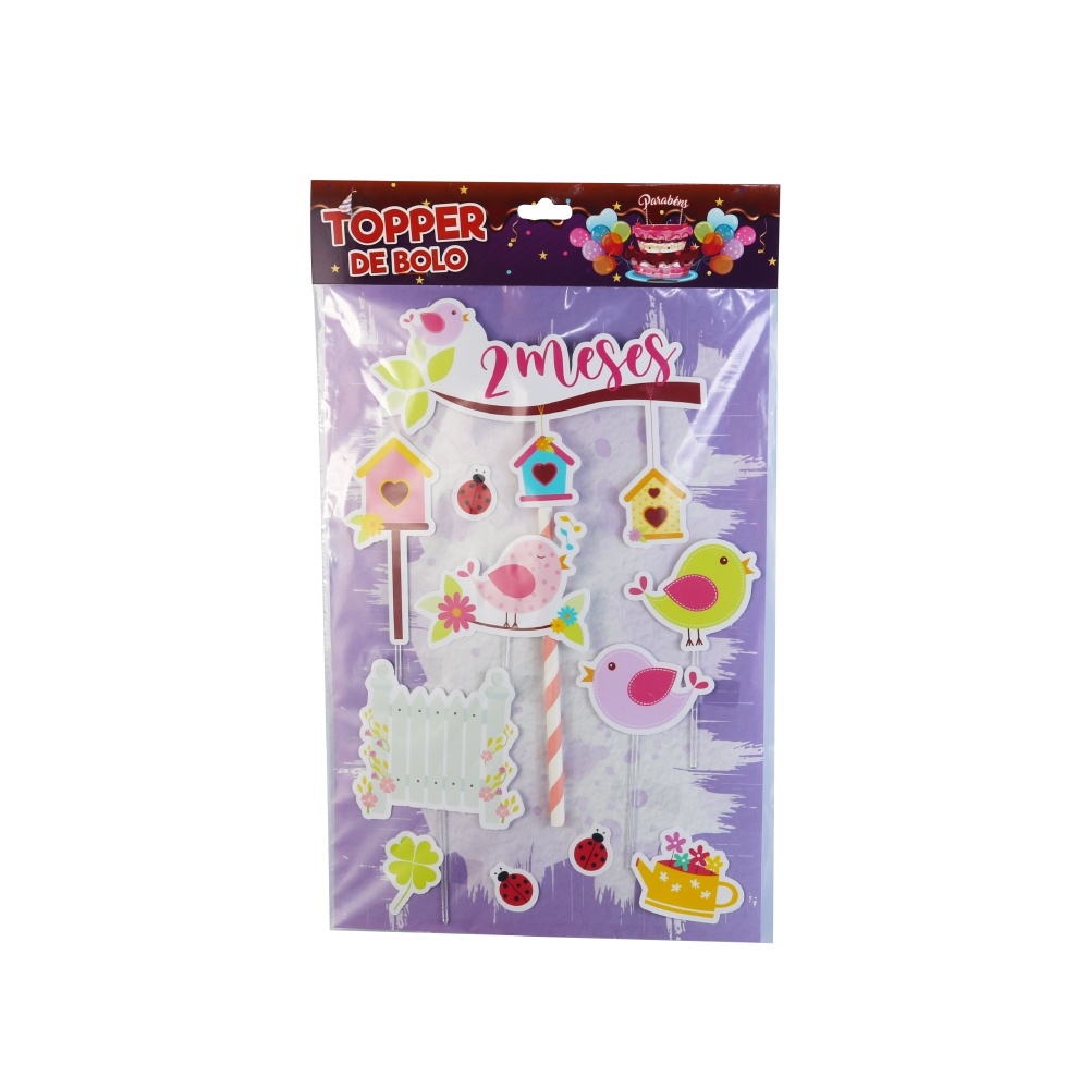 Topper de Bolo Mesversário 2 Meses Jardim Emcantado | Shopee Brasil