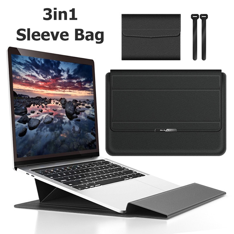 Notebook Laptop De Couro Stand Mangas Bag Bolsa Carry Mão Suave 11 12 ...