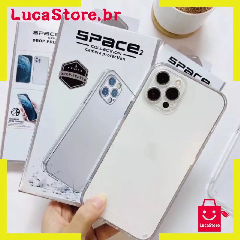(Não Amarela) Capa Capinha Transparente Anti Impacto Case Space Original Para Todos Modelos ...