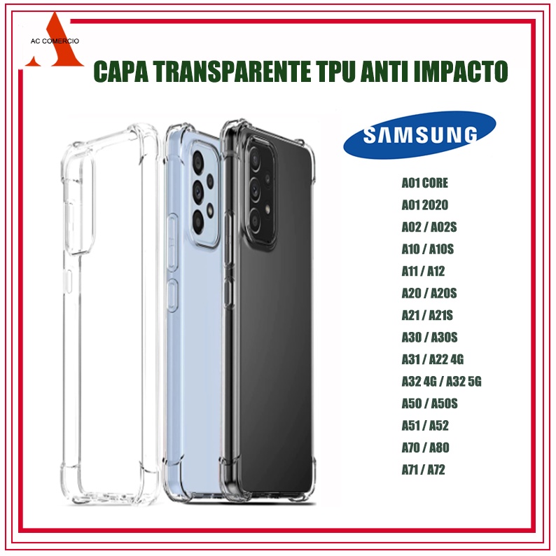 Capa Capinha Tpu Anti Impacto Transparente Para A01/A01 Core/A02/A02S/A03/A03S/A03 Core/A10S/A11 ...