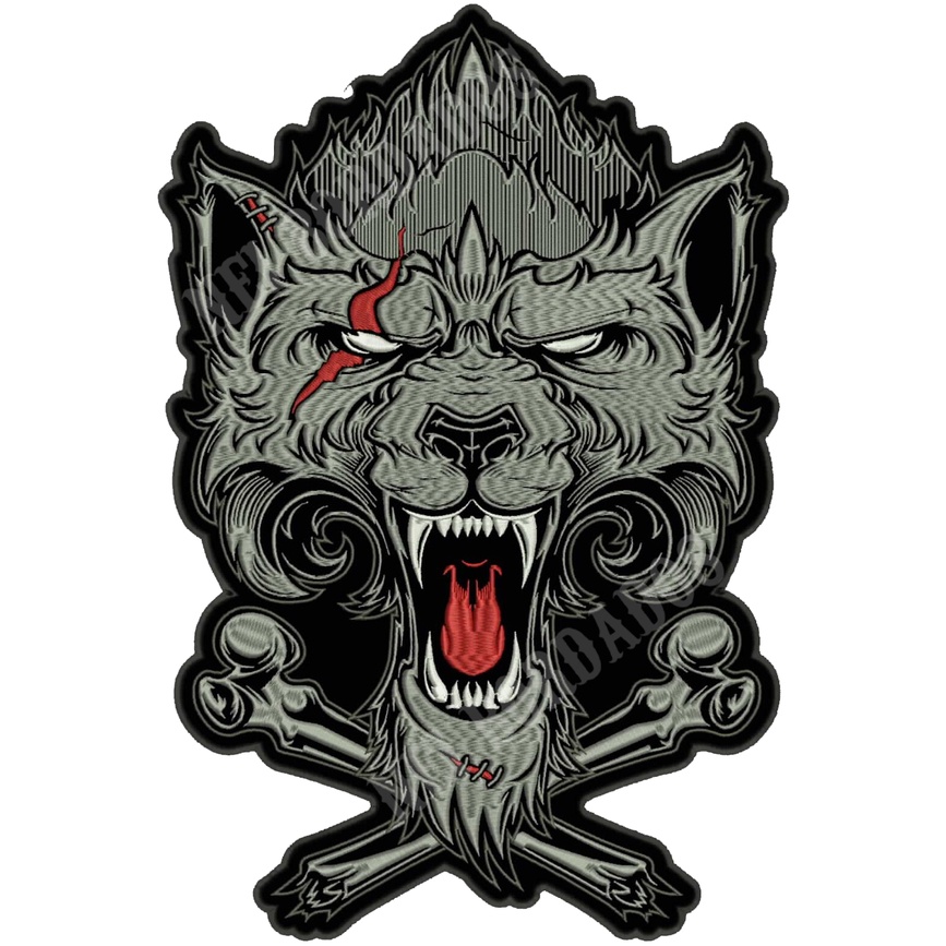 Patch Bordado Lobo Wolf Grande Costas. | Shopee Brasil