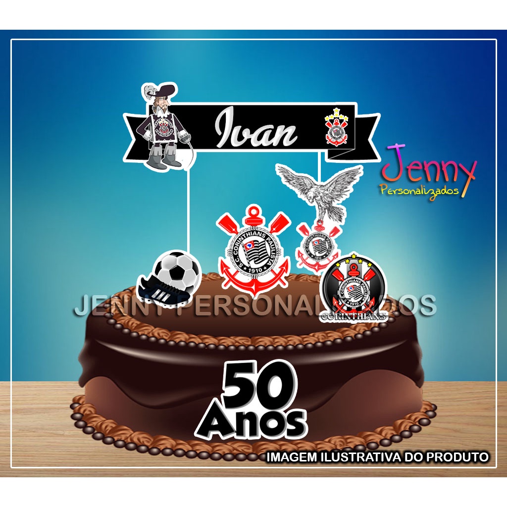 Topo Topper de bolo Corinthians Personalizado | Shopee Brasil