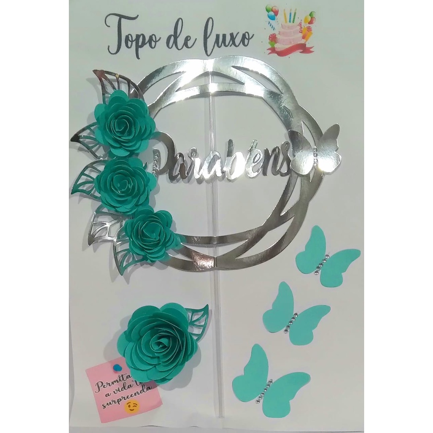 Topper de Bolo - Prata com Tifani | Shopee Brasil