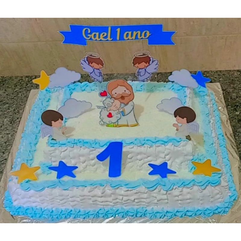topo topper de bolo personalizado tema jesus | Shopee Brasil