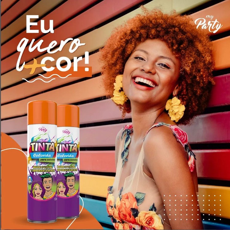 TINTA DA ALEGRIA TEMPORARIA PARA CABELO SPRAY PARA FESTAS / PENTEADO MY PARTY 150ml | Shopee Brasil