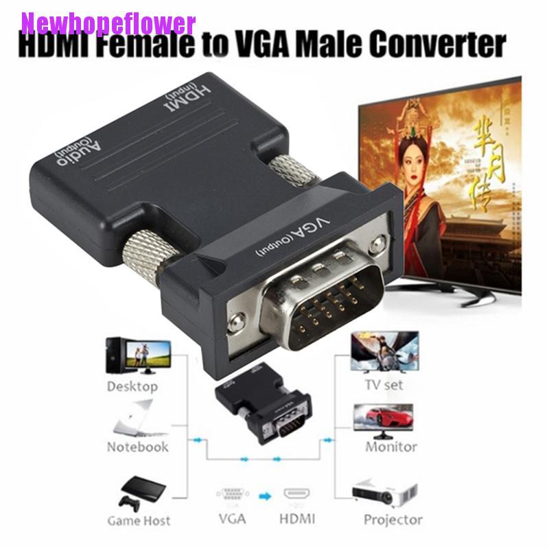 [Hdmi Conversor Fêmea Para Vga Macho/Suporte Adaptador De Áudio 1080P ...