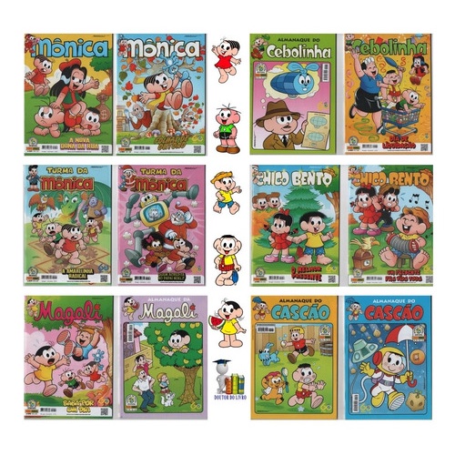 50 gibis da turma da Mônica vários personagens. | Shopee Brasil