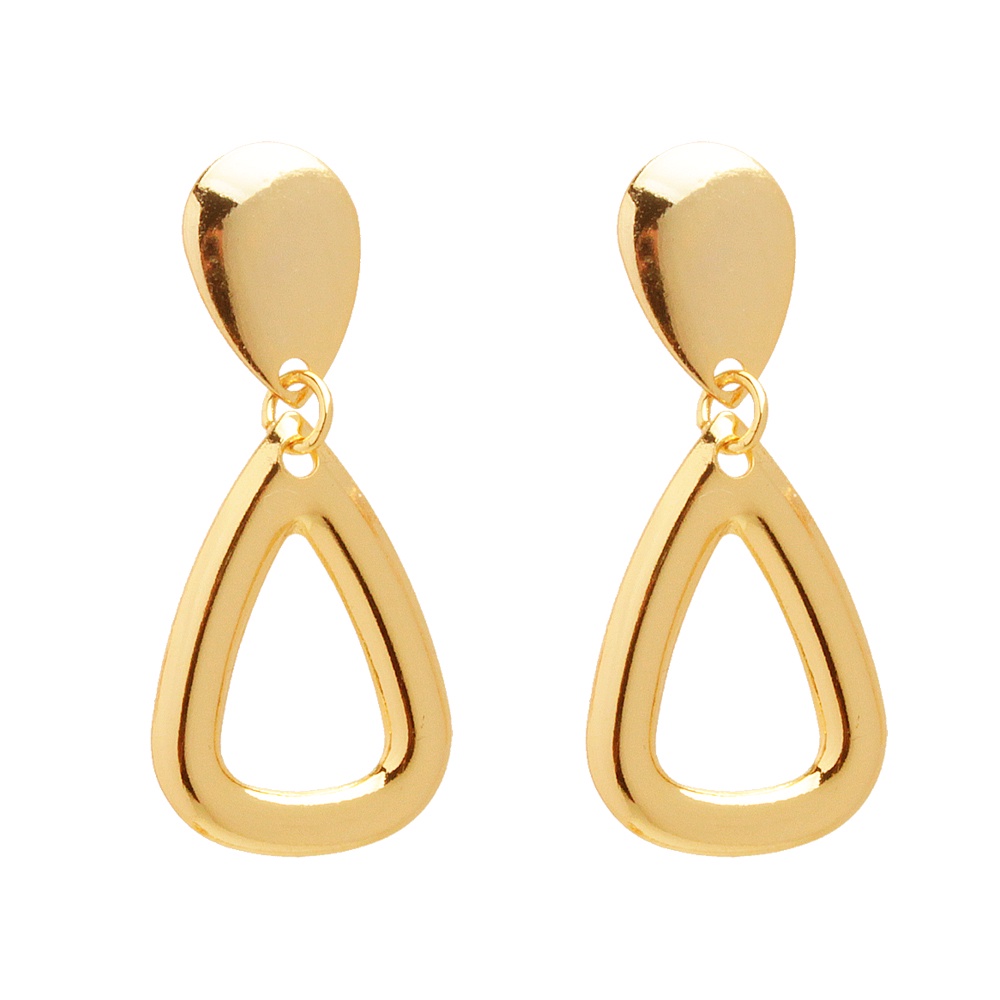 Brinco Chapa Triangular Folheado A Ouro 18k | Shopee Brasil