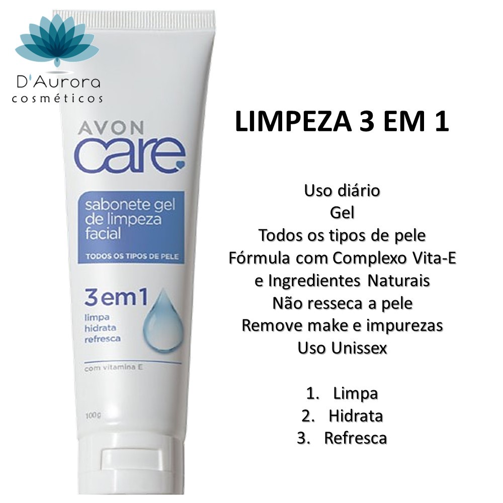 Sabonete Gel De Limpeza Facial 3 Em 1 Avon Care 100g Shopee Brasil