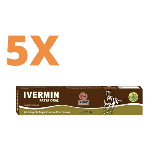 Kit 5 Ivermin Pasta Oral 6 Gr Para Cavalos Equinos Vermífugo | Shopee ...