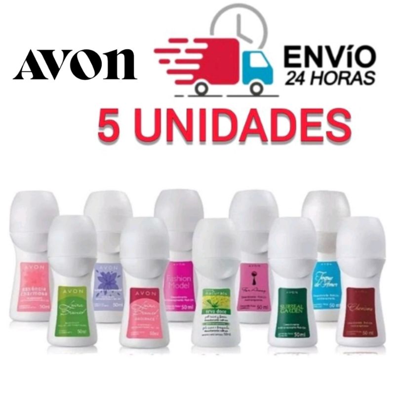 Desodorante Rollon Roll-on Avon Feminino 48h kit c/5Un 50ml | Shopee Brasil
