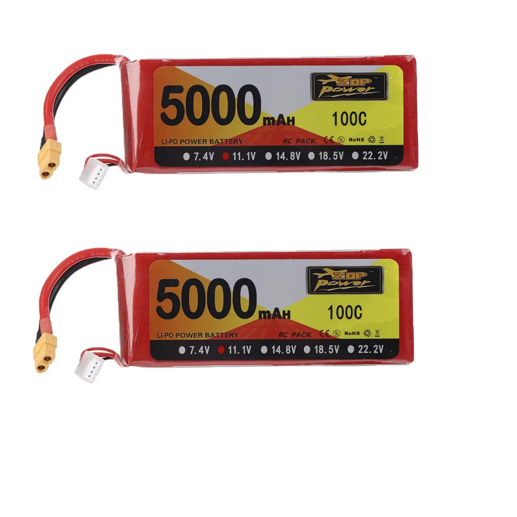 kit 2 unidades Bateria Lipo 3s 11.1v 5000mah Zop Power 100c Plug Xt60 Nova Pronta entrega no ...