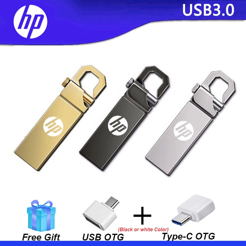 Pen Drive HP 1 2TB Tb 128GB 256GB 512GB Mini USB Flash USb3.0 U Disko Minúsculo Mental À Prova D ...
