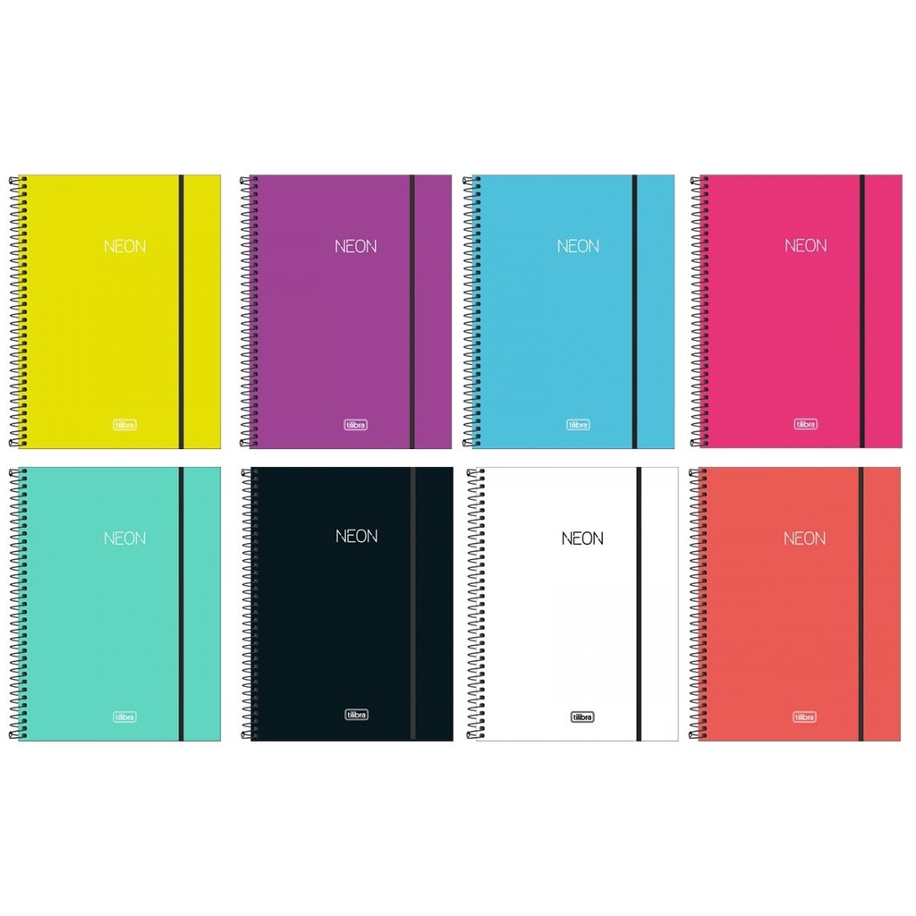 Caderno Espiral Capa Plástica Universitário 10 Matérias Neon 160 Folhas