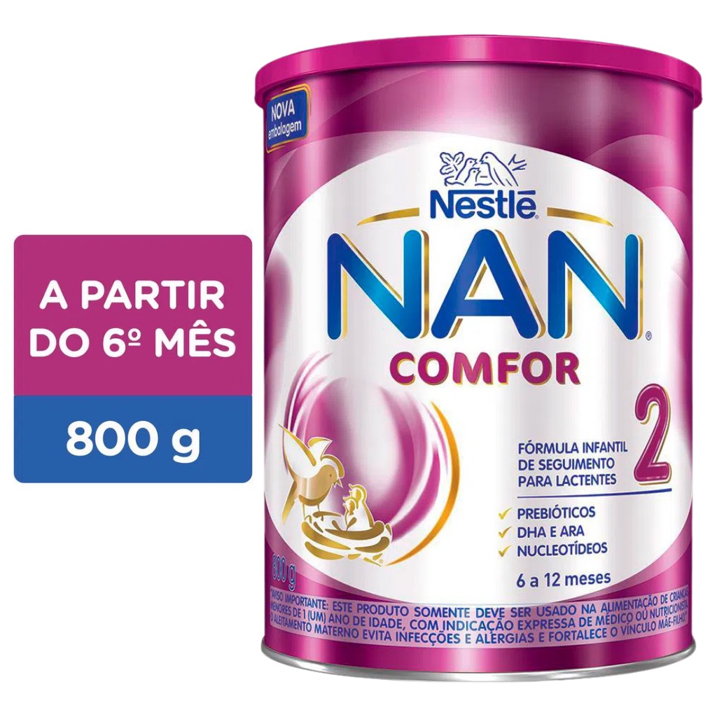 NAN COMFOR 2 FÓRMULA INFANTIL 1 LATA 6 a 12 MESES 800G COM PROBIÓTICOS ...