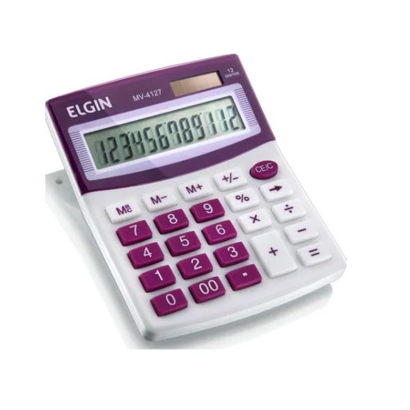 Calculadora De Mesa 12 Dígitos Roxa MV4127 Elgin | Shopee Brasil