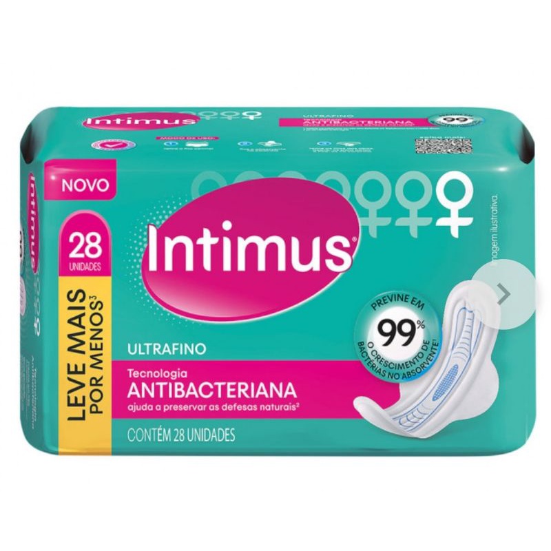 Absorvente Intimus Ultrafino Antibacteriano c/Abas c/28 Unids | Shopee ...