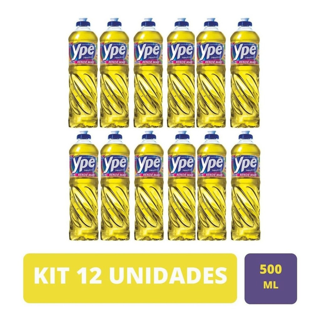 Kit 12 Unidades Detergente Ype Líquido Neutro 500ml | Shopee Brasil