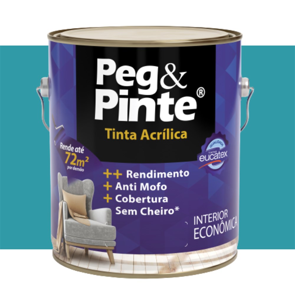 Tinta Acrílica Azul Profundo Peg & Pinte 3,6L Eucatex | Shopee Brasil