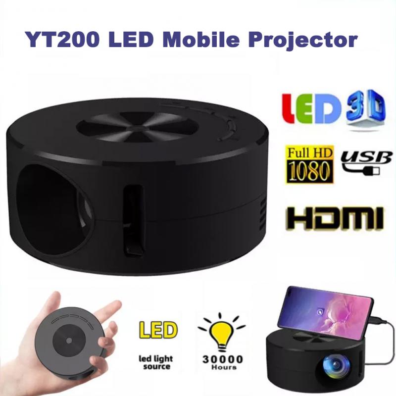 YT200 Mini Projetor De Vídeo Móvel Preto LED Suporta 1080P Home Theater ...