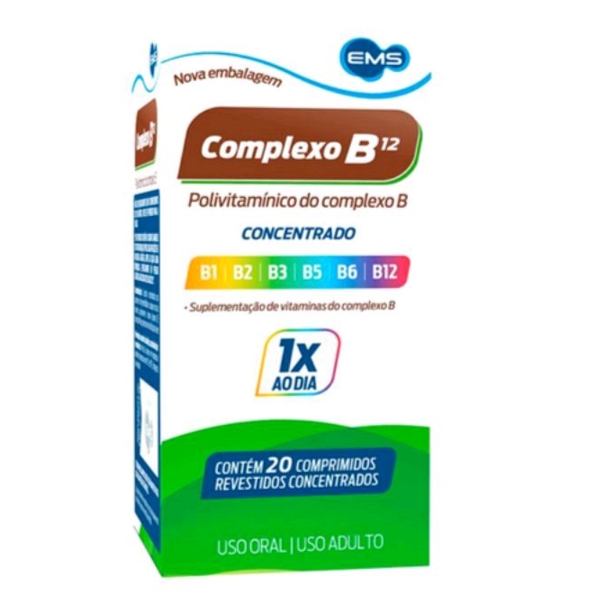 Complexo B Concentrado Vitamina B12 Ems C/20 Cps - Envio Imediato | Shopee Brasil