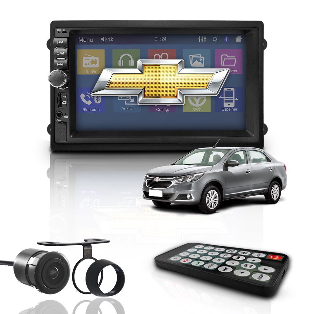 Kit Central Multimídia 7 Polegadas 2 Din Mp5 Bt Espelha Dvd Gm Cobalt | Shopee Brasil