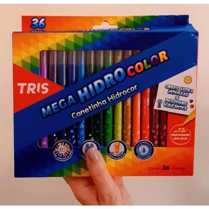 Caneta Hidrográfica Tris 36 Cores Canetinha Hidrocor Hidrocolor ...