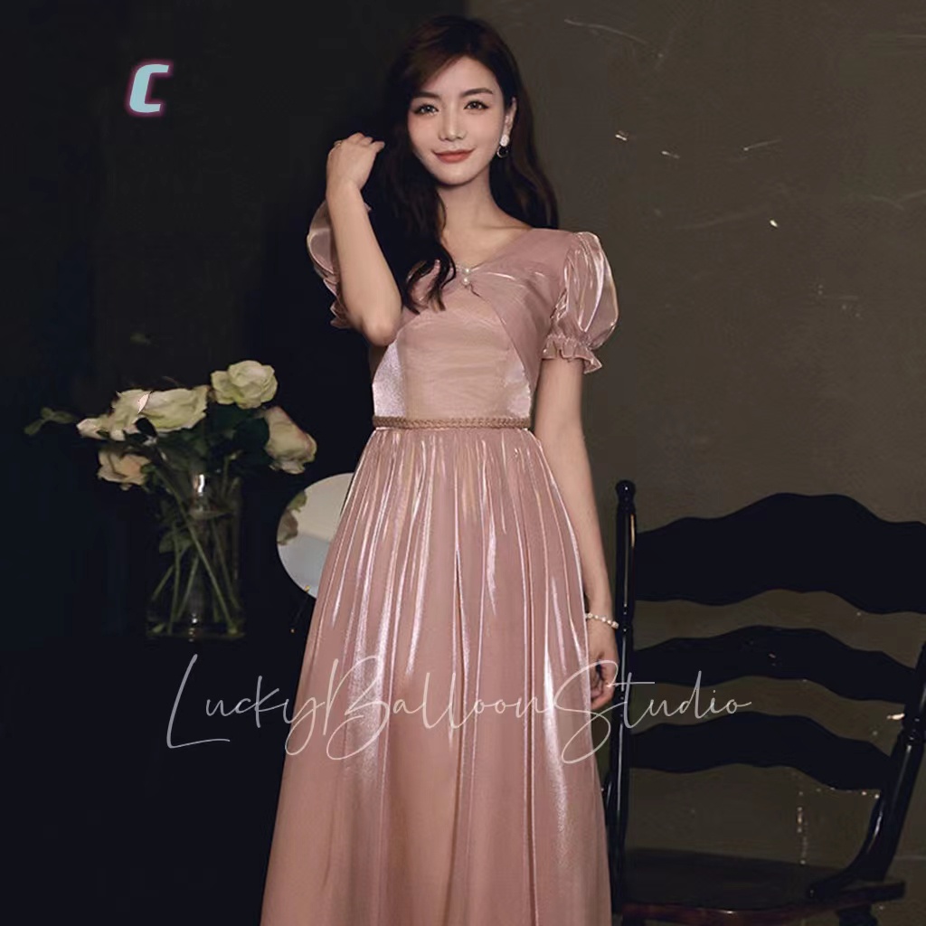 Vestido De Noiva Coreano Estilo Dama De Honra Pale Mauve Pink/Champagne ...