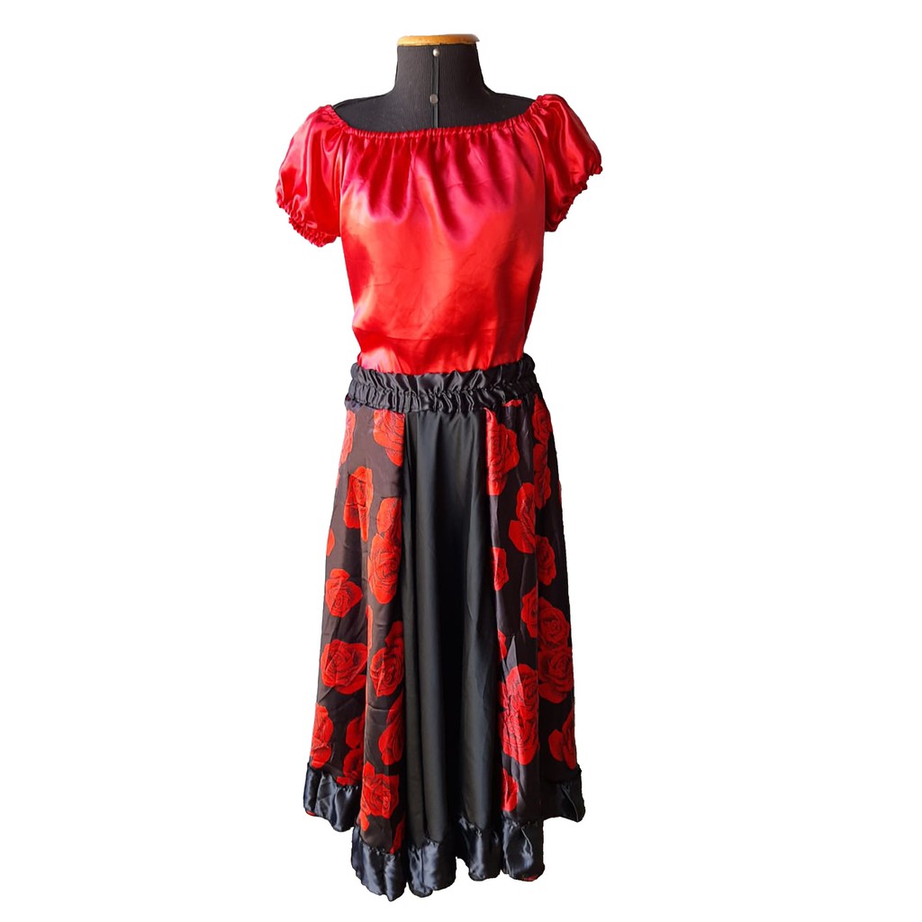 Conjunto Pombagira Umbanda Candomblé Em Cetim Bata Vermelha + Saia 6 ...