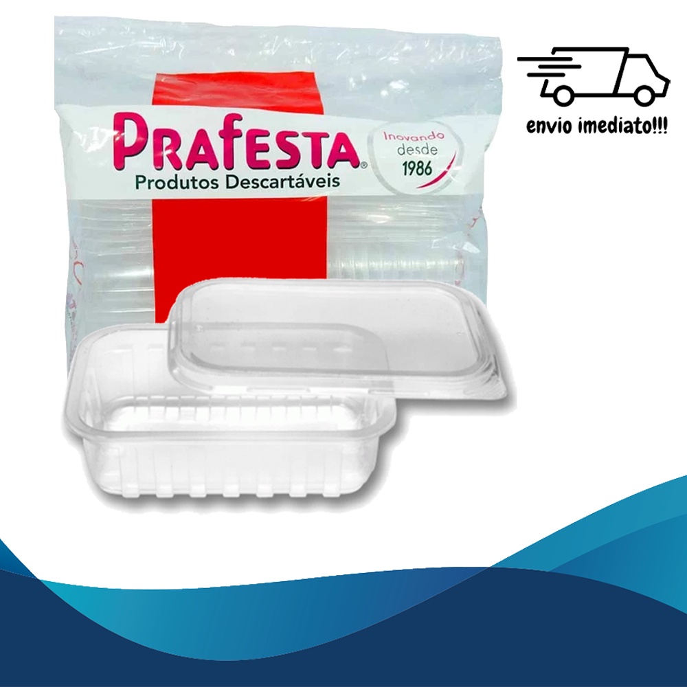 24un Pote Marmita com Tampa Descartável 250ml / 350ml / 500ml / 750ml / 1000ml Retangular ...