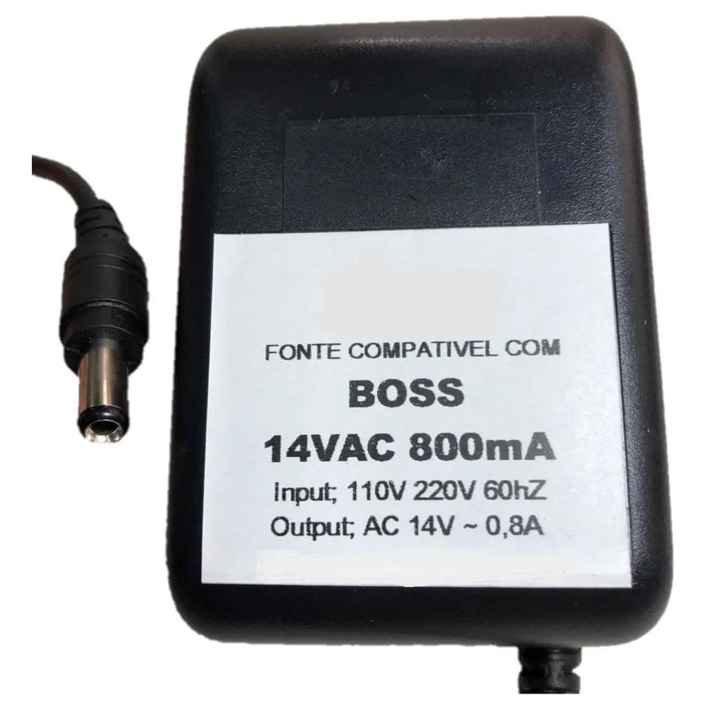 Fonte 14vac 800ma Para Pedal Pedaleira Boss Gt6 Gt8 Gt-6 Gt-8 corrente ...