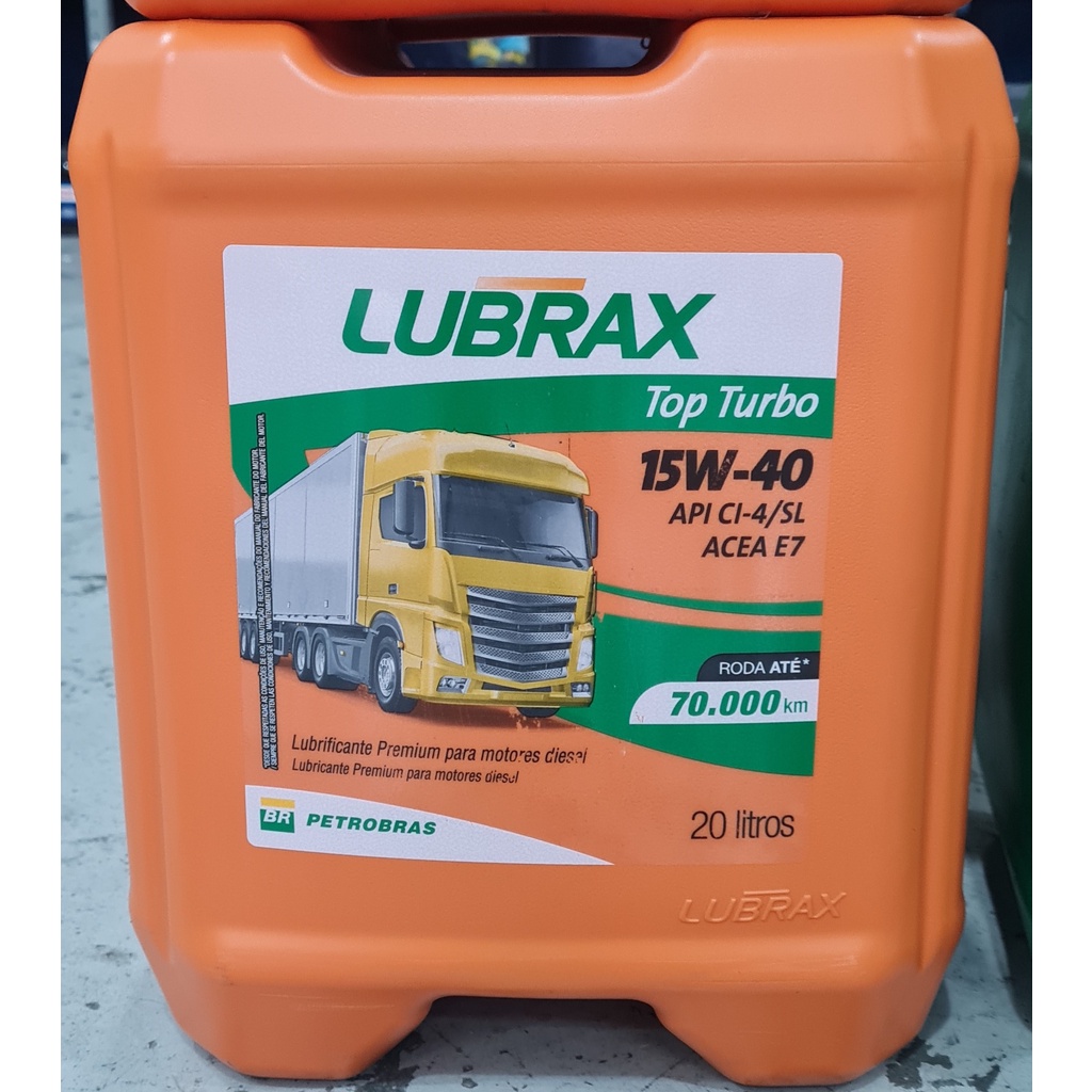 Lubrax 15W40 Top Turbo 70.000 km CI-4 SL Mineral Balde 20 litros ...